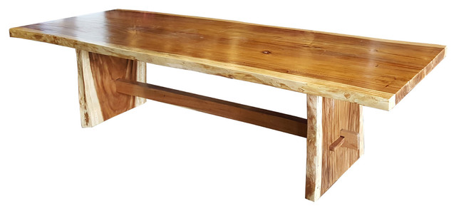 Live Edge Suar Wood Solid Slab Conference Table, 118" - Rustic - Dining ...