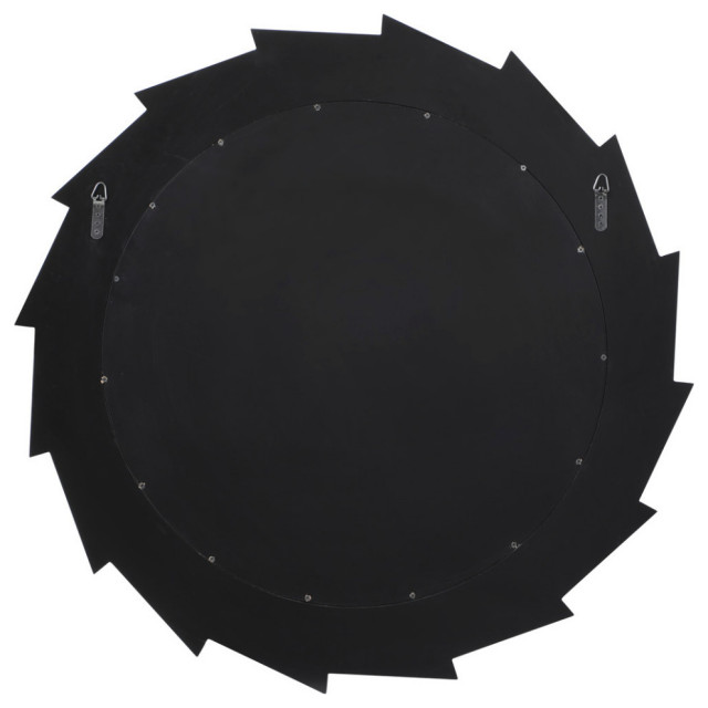 38" Modern Apex Mirror Geometric Trim Black Wood Backing Dual Hanging ...