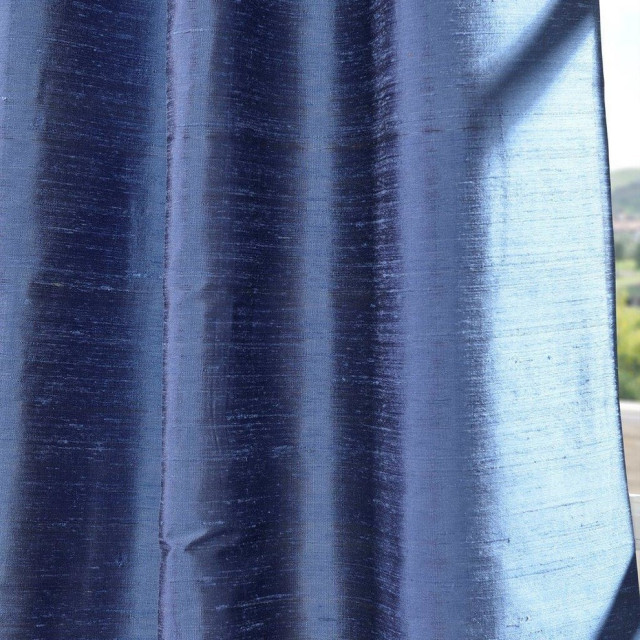 Winter Blue Textured Dupioni Silk Curtain Single Panel, 50"x108 ...
