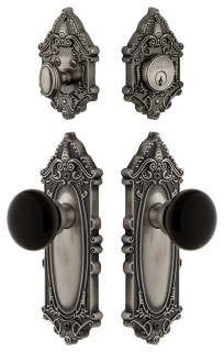 Grande Victorian Plate, Coventry And Matching Deadbolt, Antique Pewter ...