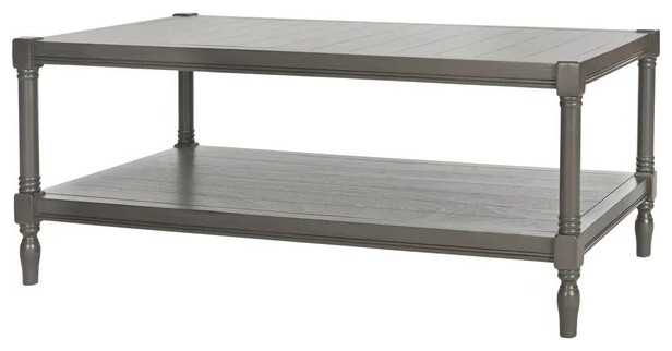 Farmhouse Coffee Table with Grooved Design, Turned Legs, and Bottom ...