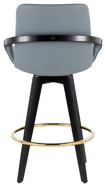 Cosmo Swivel Fixed-Height Counter Stool, Set of 2, Black Wood/Gold ...