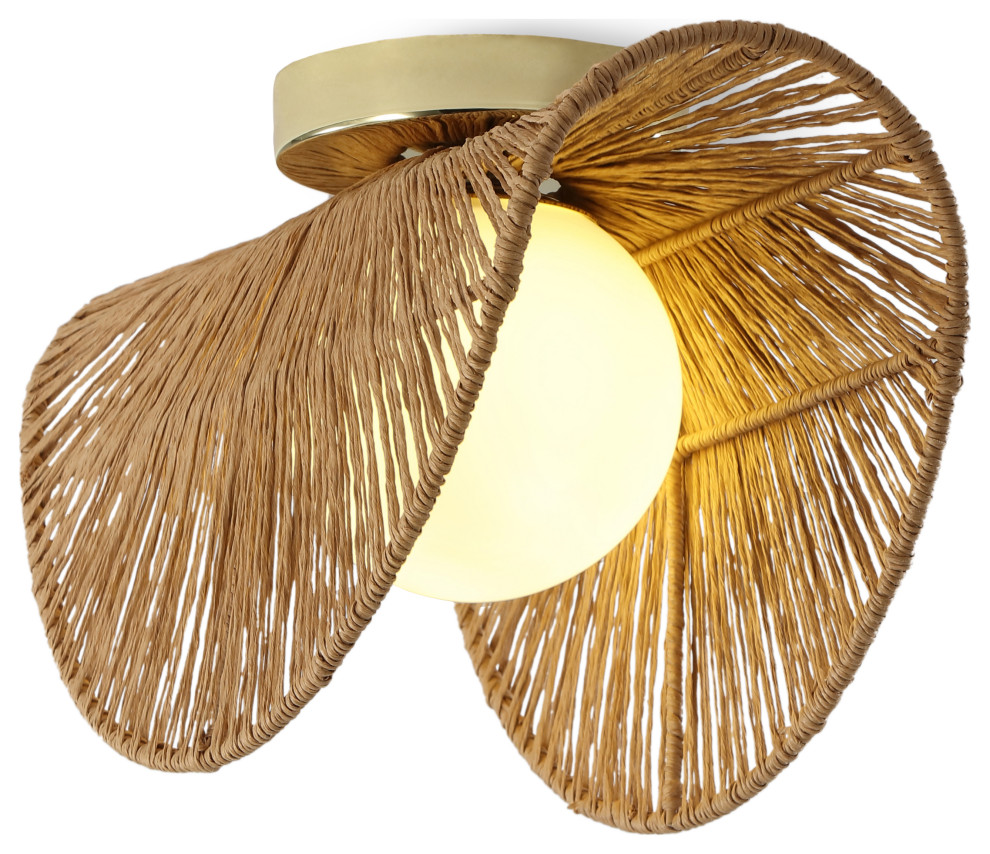 Sovev 1-Light Flush Mount or Wall Sconce, Frosted Glass Globe and ...