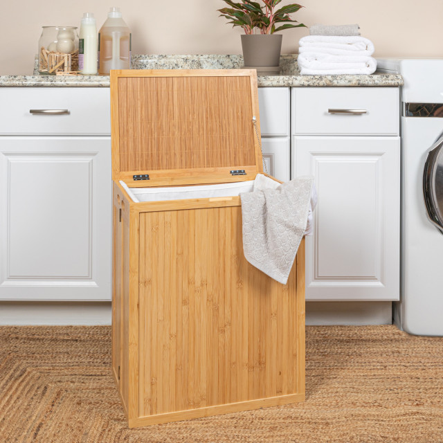 Folding Bamboo Hamper With Lid - Asian - Hampers - by Household ...