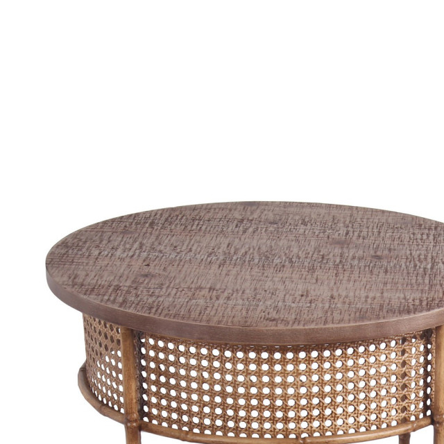 Farmhouse Round Top Accent Table with Rough Hewn Texture, Set of 2 ...