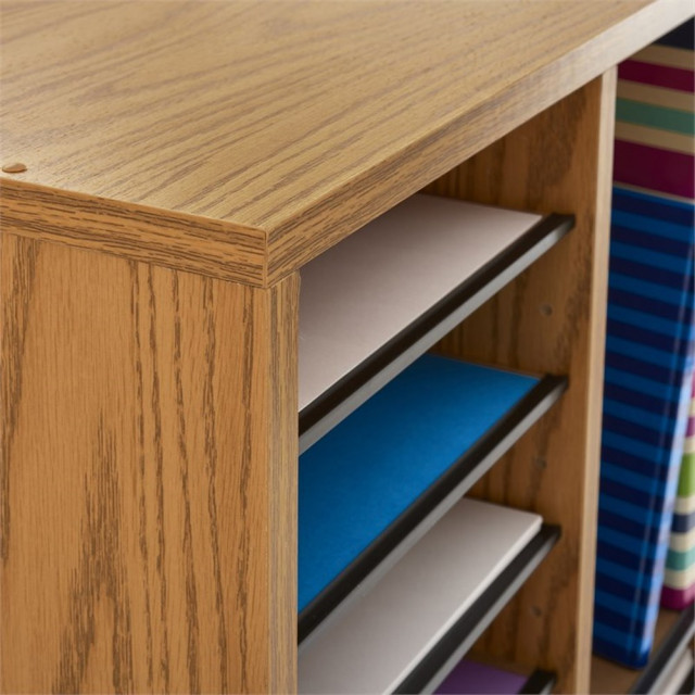 Scranton & Co 16 Compartment Adjustable Traditional Wood File Organizer ...