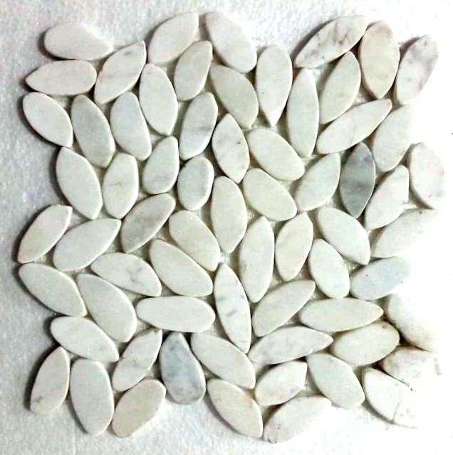 Super White Oval Marble Mosaic Tile - Hand-Sorted Pebbles for Stylish ...