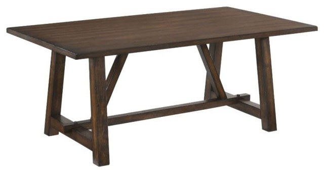 Elegant Dark Oak Dining Table with Angled Wooden Legs and Rectangular ...