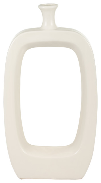 Ceramic 18" Vase, Cut-Out, Cream, 10x3x18 inches - Contemporary - Vases ...