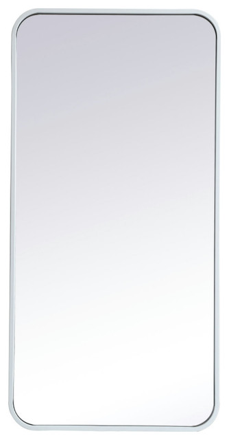 Soft Corner Metal Rectangular Mirror 18X36", White - Contemporary ...