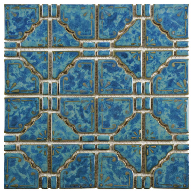 Moonbeam Mosaic Floor and Wall Tile, Atlantic Blue, Sample ...