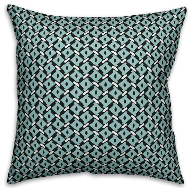 Whimsical Diamond Pattern, Blue Pillow, 20"x20" - Contemporary ...