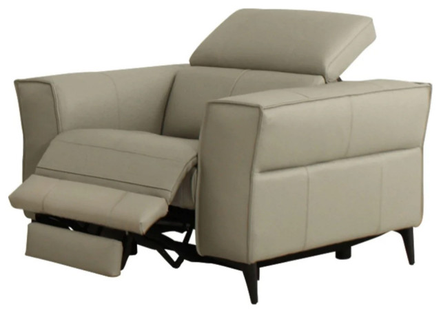 Jack Modern Light Gray Leather Armchair With Electric Recliner ...
