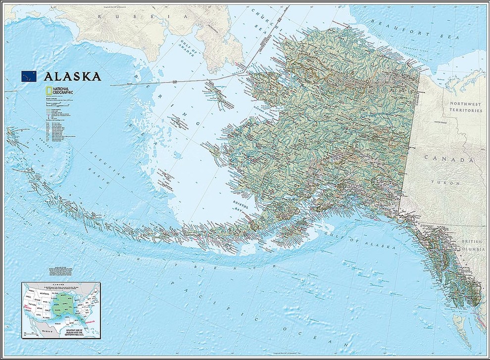 Alaska State Map Wall Mural, Self-Adhesive Wallpaper - Contemporary ...