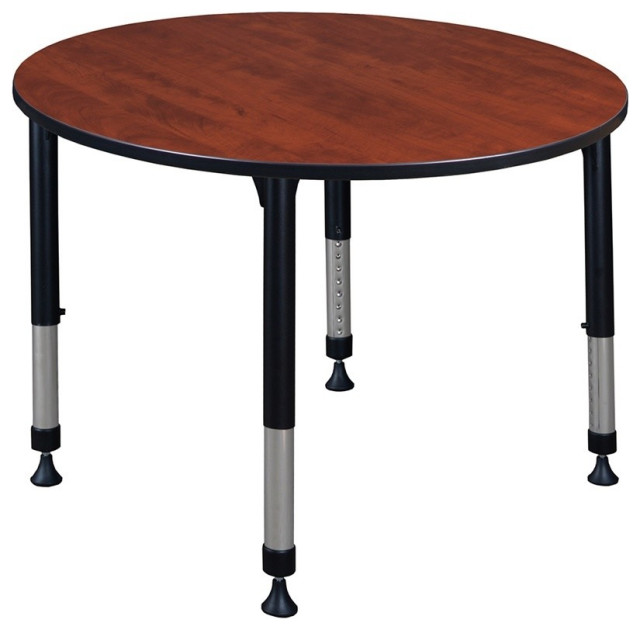 Kee 48" Round Height Adjustable Classroom Table, Cherry, 48" - Contemporary - Desks And Hutches ...