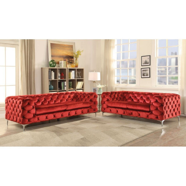 Adam Loveseat, Red Velvet - Midcentury - Loveseats - by Acme Furniture ...