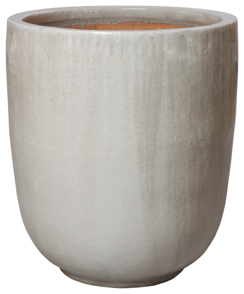 27" Round Gray Ceramic Planter - Transitional - Indoor Pots And ...