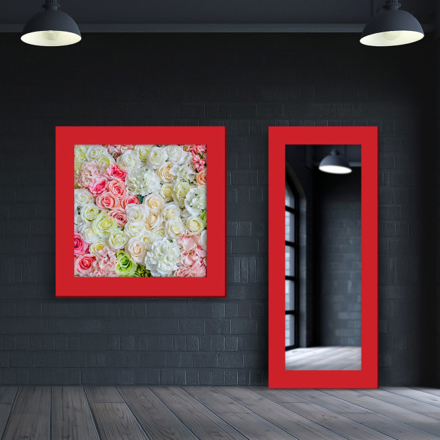 Grandeur Spotlight Mirror And Wall/Floor Art Set, Italian Red, WM05027 ...