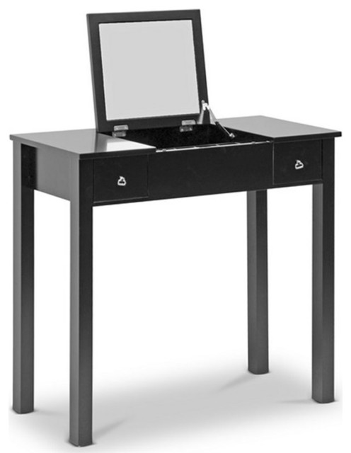 Pemberly Row Bedroom Vanity Table of Engineered Wood in Black ...