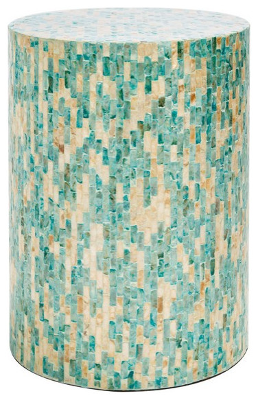 Victoria Round Accent Table Blue/Gold - Contemporary - Side Tables And ...