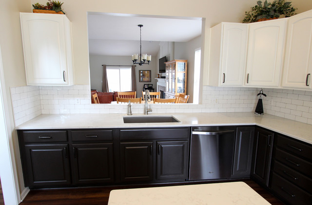 White Kitchen with White Subway Tile and Eternia Quartz Countertop ...