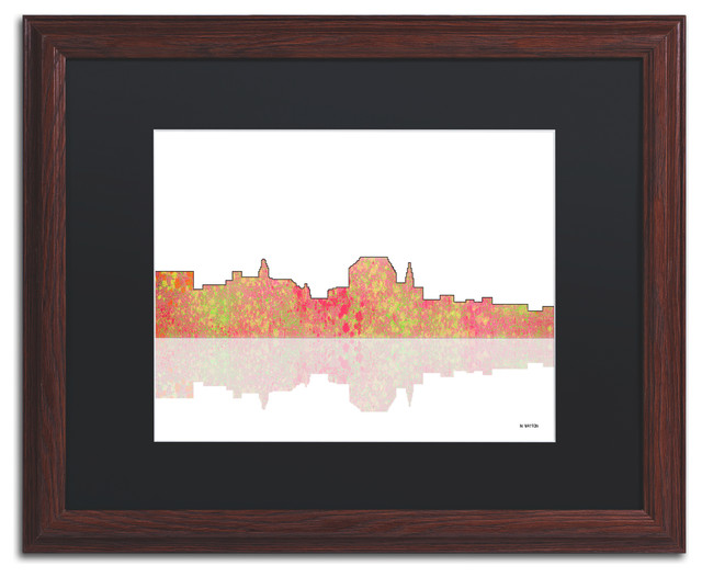 'Augusta, Maine Skyline' Matted Framed Canvas Art by Marlene Watson, 16 ...