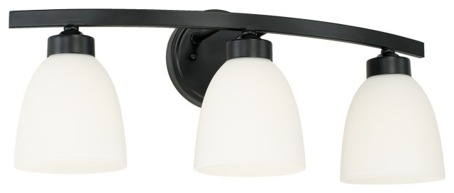 Jameson Three Light Vanity, Matte Black - Transitional - Bathroom ...