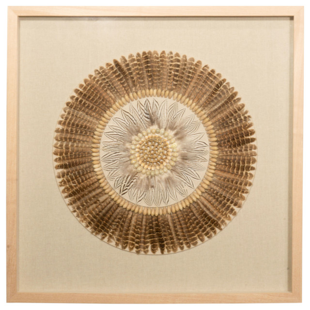 Feather & Shell Wreath Shadow Box Wall Décor - Contemporary - Wall ...
