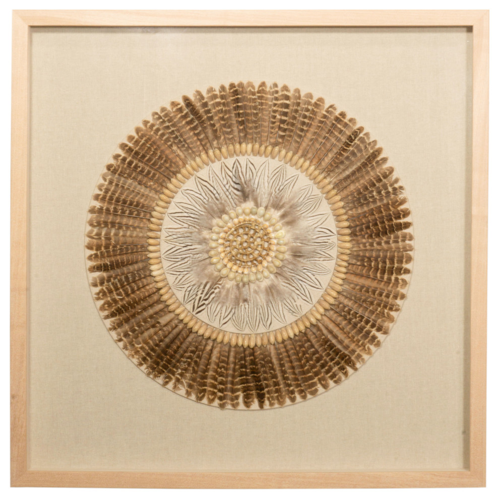 Feather & Shell Wreath Shadow Box Wall Décor - Contemporary - Wall ...