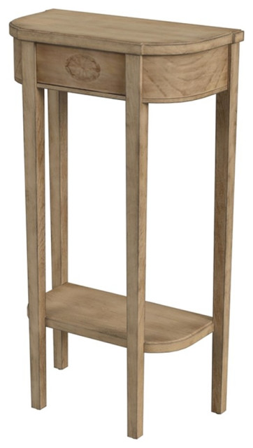 Maklaine Transitional Antique Engineered Wood Console Table in Beige ...
