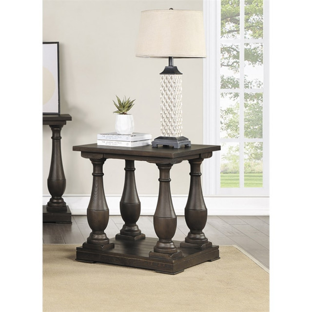 Coaster Traditional Wood Rectangular End Table with Floor Shelf in ...