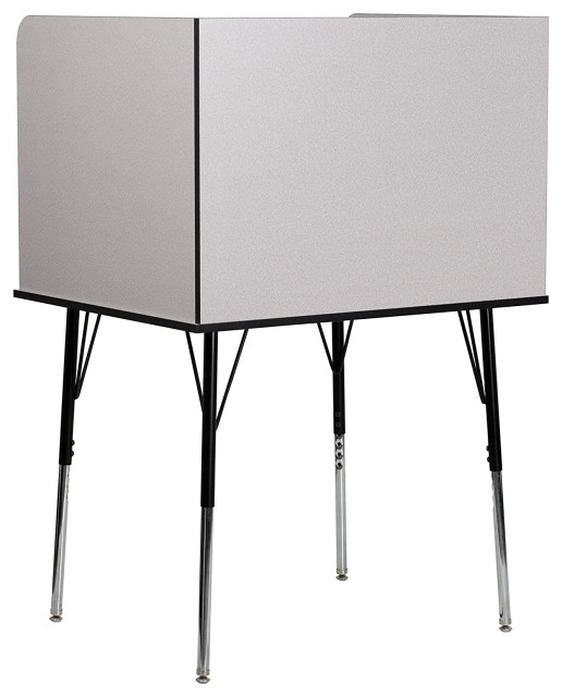 Unique Desk, Carrel Design With Adjustable Height Legs & Nebula Grey ...