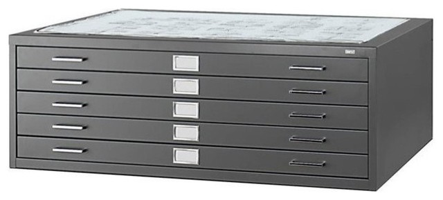 Scranton & Co 5 Drawers Modern Metal Flat Files Cabinet in Black ...