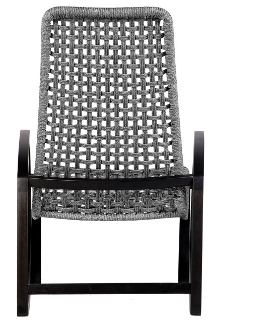 Sequoia Outdoor Patio Rocking Chair, Dark Eucalyptus Wood And Gray Rope ...