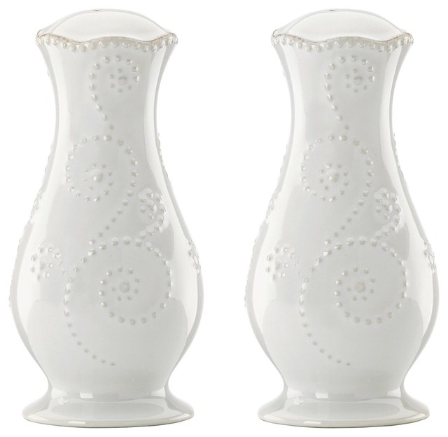 French Perle White Salt & Pepper Shaker Set - Contemporary - Salt And ...