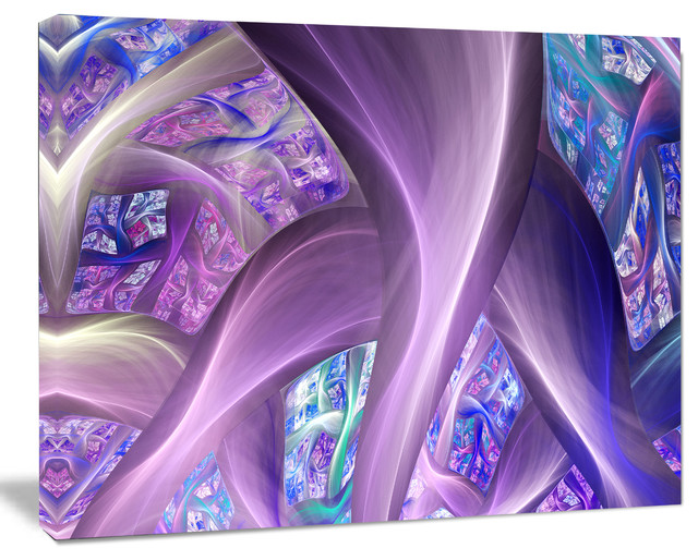 Purple Blue Fractal Curves, Abstract Canvas Art Print, 20"x12"x1 ...