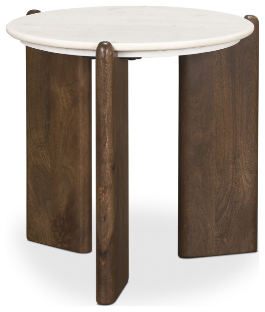 Rumer Dark Brown Wood With White Marble Side Table - Transitional ...