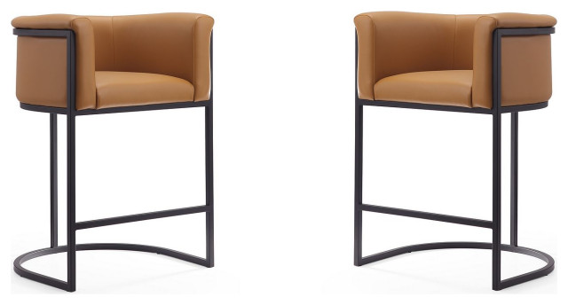 Cosmopolitan Counter Stool, Cream and Black, Set of 2 - Contemporary ...