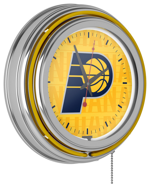NBA Chrome Double Rung Neon Clock, City, Indiana Pacers - Contemporary ...