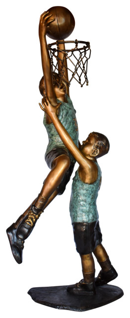 Kids Playing Basketball in Action Life Size Bronze Statue 27" x 17" x ...