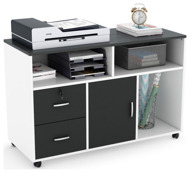 Tribesigns File Cabinet Filing Cabinet Black White 40"x14"x26 ...