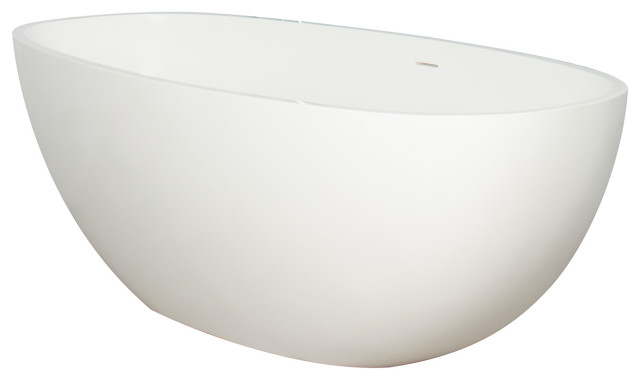 65.2 inch Stone Resin Solid Surface Oval Shape Freestanding Bathtub in ...