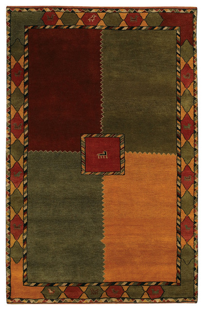 Chandra Chelsea Che1611 Rug, Green/Burgundy/Gold/Red, 2'0"x3'0 ...