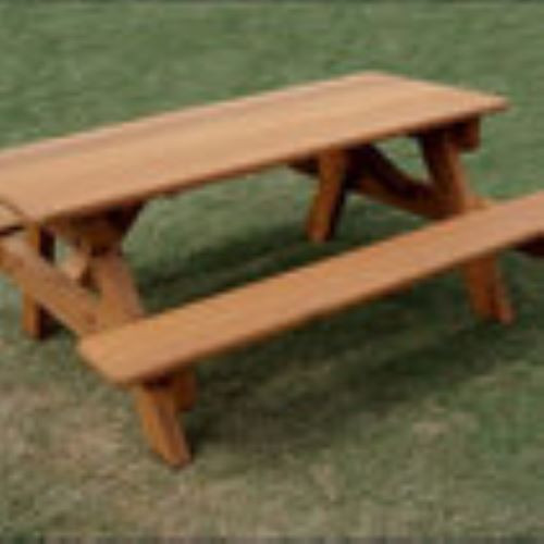 Red Cedar Heavy Duty Picnic Table with Attached Benches, 10 ...