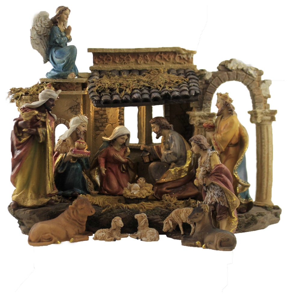 Christmas Nativity Ruins Polyresin Holy Family Kings Angel 6310510 ...