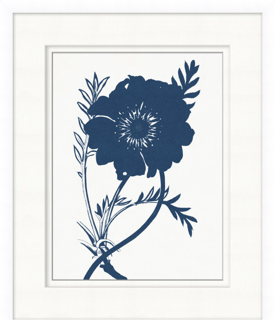 Navy Flower 1, Giclee Reproduction Artwork, 19.25x23.25 - Contemporary ...