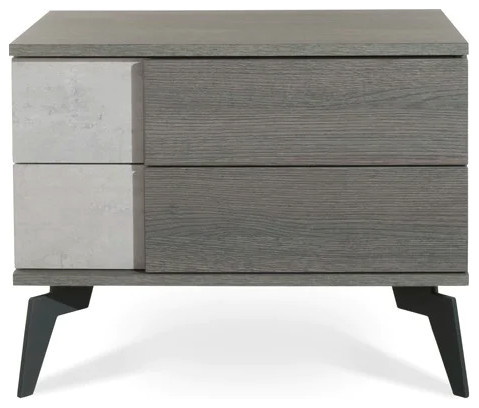 Stephen Italian Modern Faux Concrete & Gray Nightstand - Midcentury ...