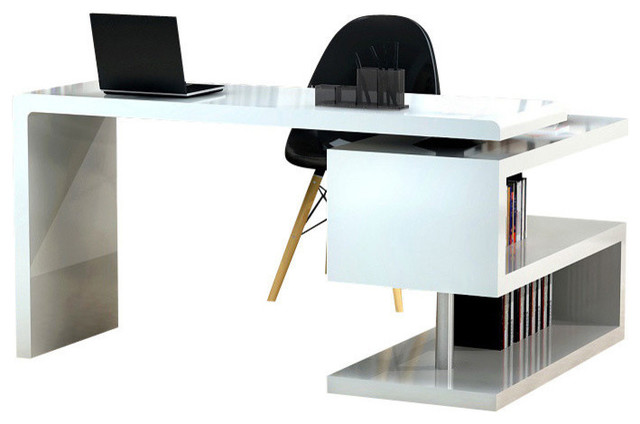J&M Furniture A33 Office Desk, White - Contemporary - Desks And Hutches ...