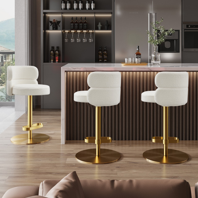 Mid-Century Modern Velvet Barstool Height Adjustable and Swivel ...