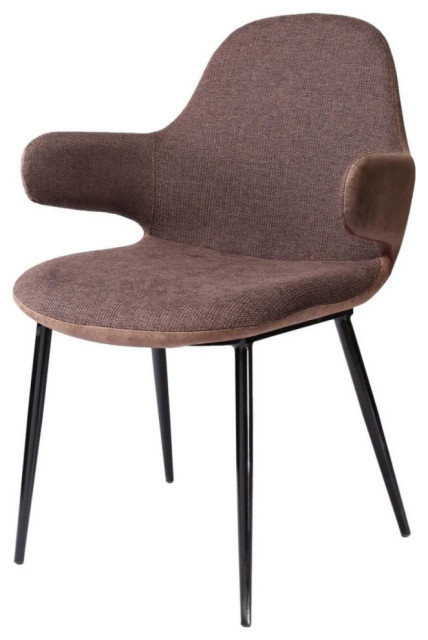 Cecily Modern Brown Fabric and Leatherette Accent Chair - Midcentury ...